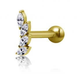 Barretta piercing con petali in cristallo