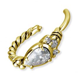 Gold helix clicker piercing with crystals