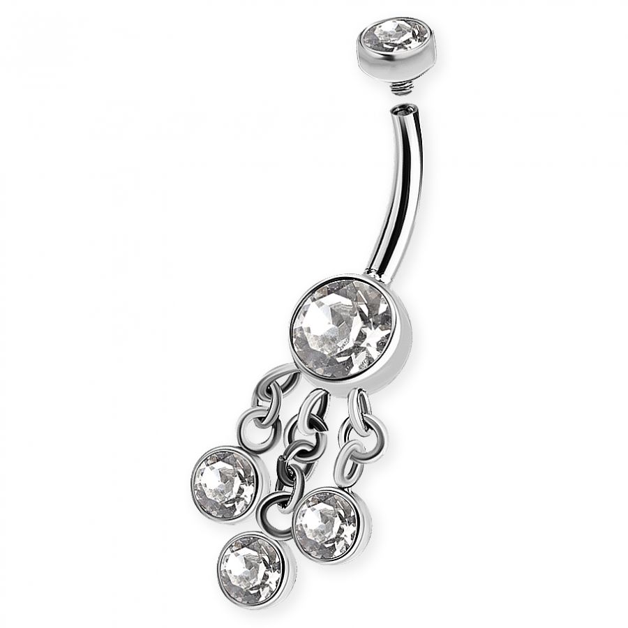 Belly banana with 3 rows bezel dangle