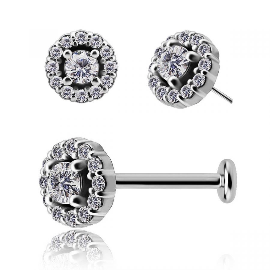 EAR PIERCING JEWEL WITH CRYSTAL MIX